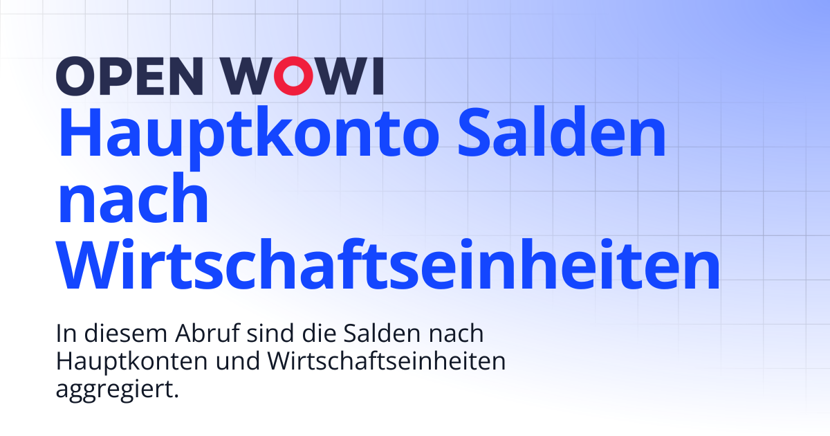 Hauptkonto Salden nach Wirtschaftseinheiten | OPEN WOWI